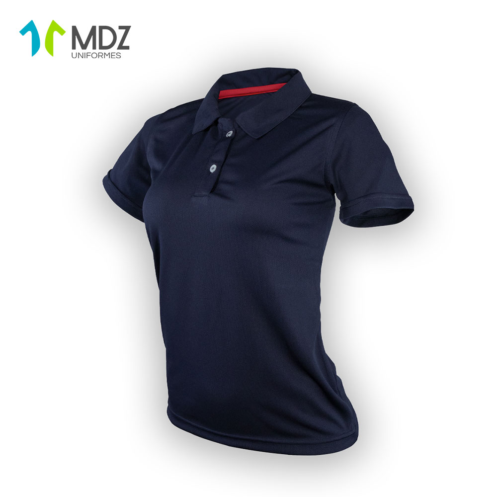 Playera color azul marino tipo polo dama dryfit - MDZ uniformes