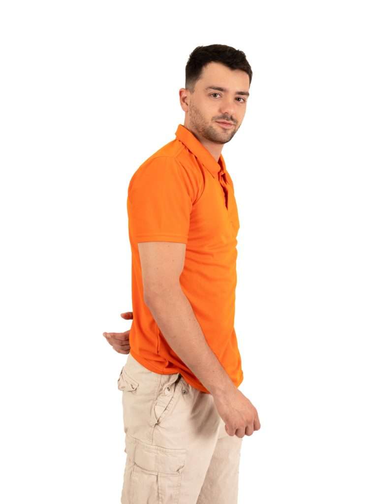 Playera color naranja tipo polo caballero dryfit - Besto uniformes