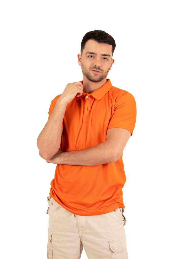 Playera color naranja tipo polo caballero dryfit - Besto uniformes