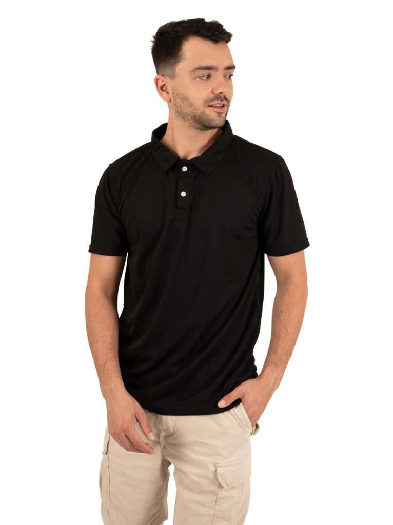 Playera color negro tipo polo caballero dryfit - MDZ uniformes