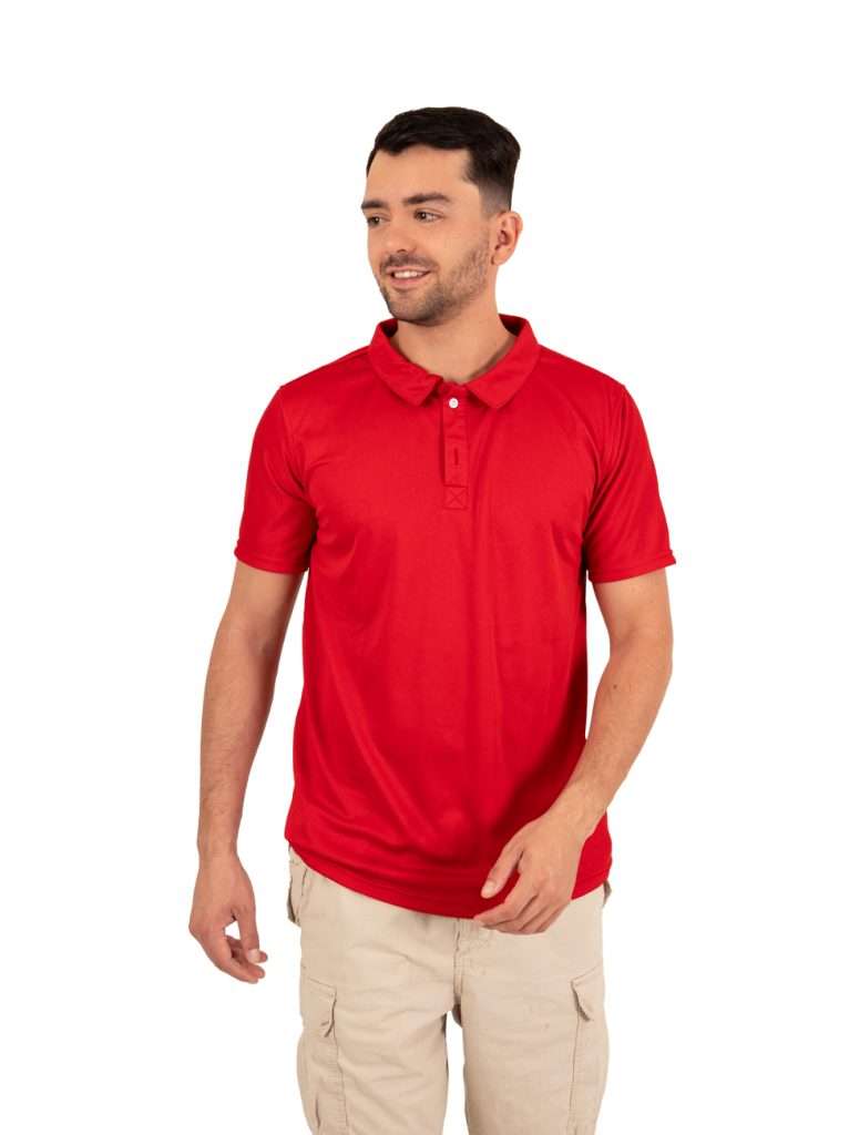 Playera color rojo tipo polo caballero dryfit - MDZ uniformes