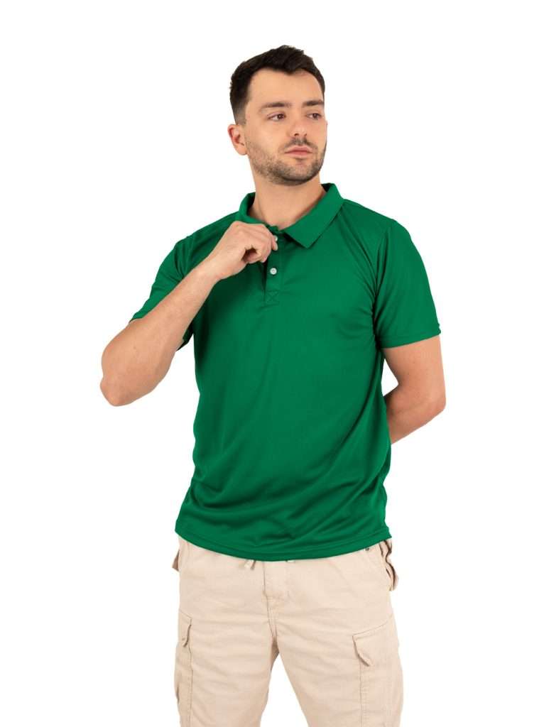 Playera color verde tipo polo caballero dryfit - MDZ uniformes