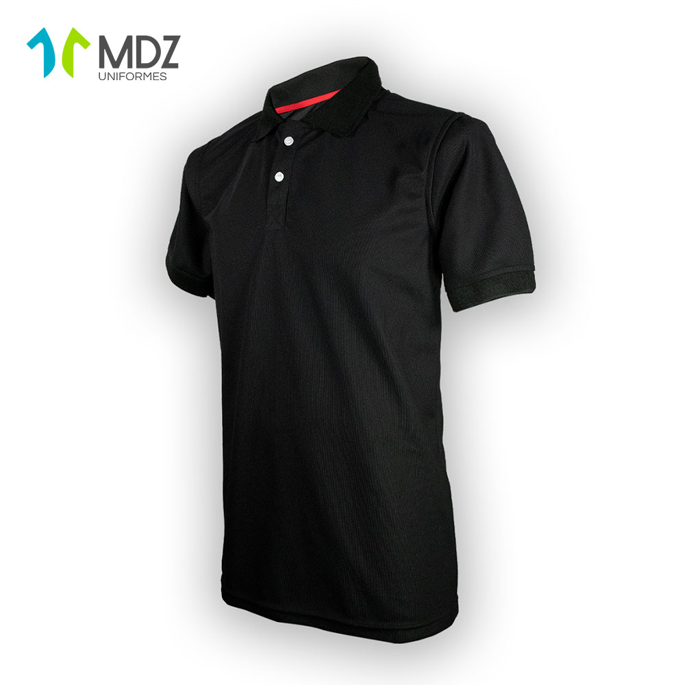 Playera color negro tipo polo caballero - MDZ uniformes