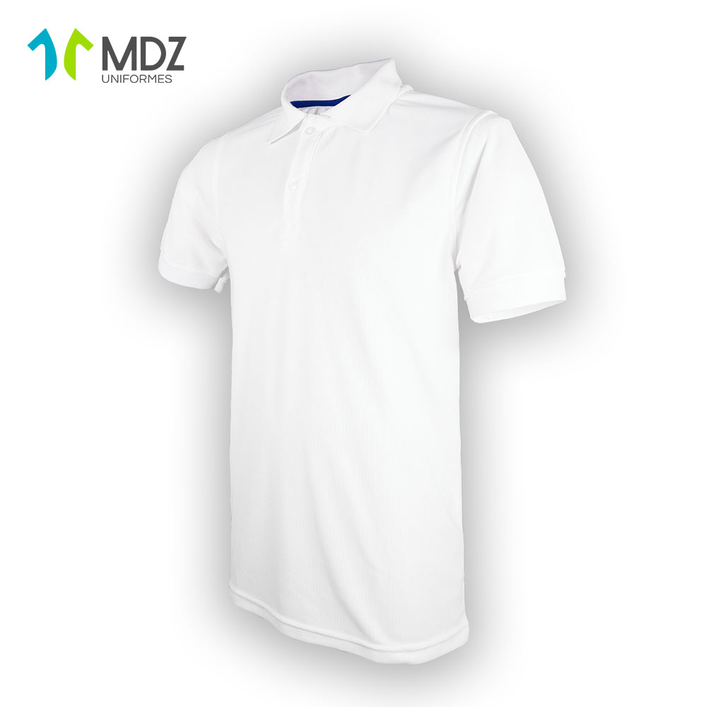 Playera Color Blanco Tipo Polo Caballero Mdz Uniformes