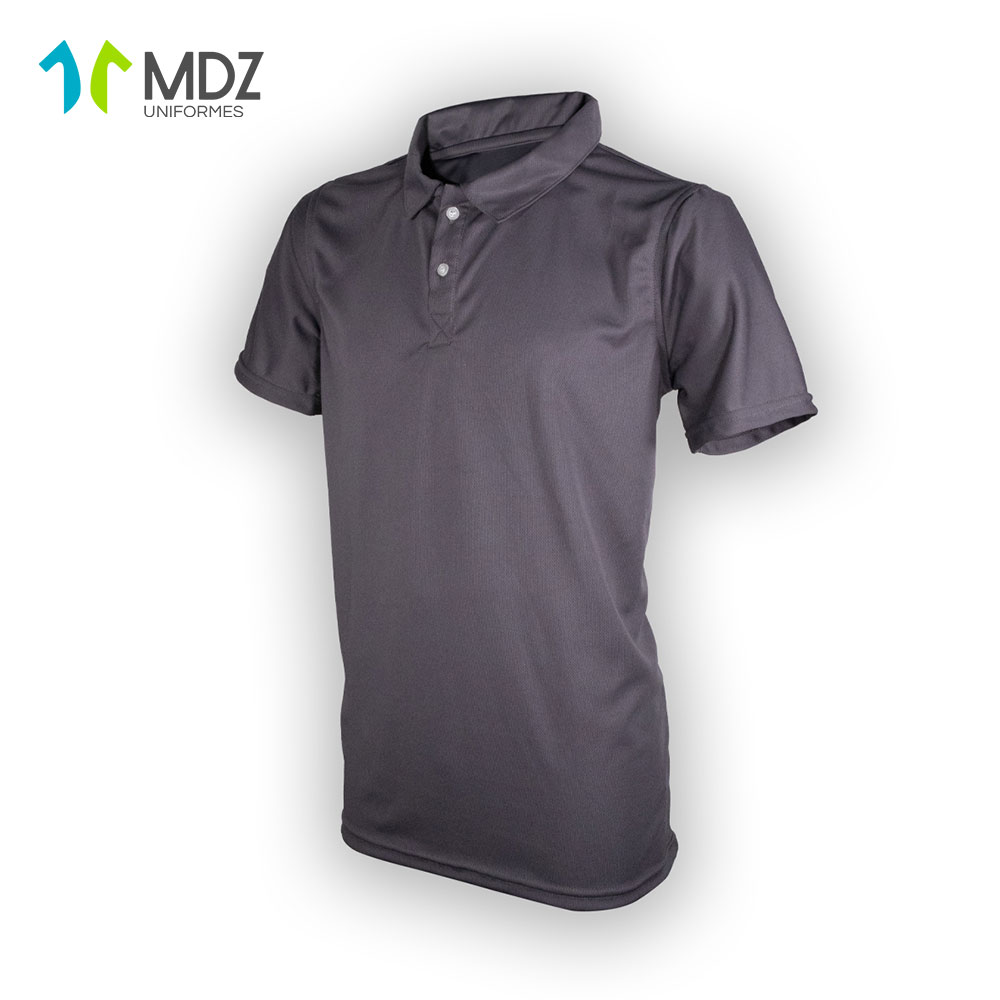 Playera color gris oscuro tipo polo caballero dryfit - MDZ uniformes