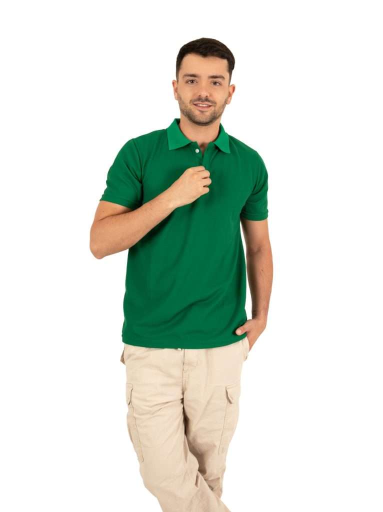 Playera color verde tipo polo caballero - MDZ uniformes