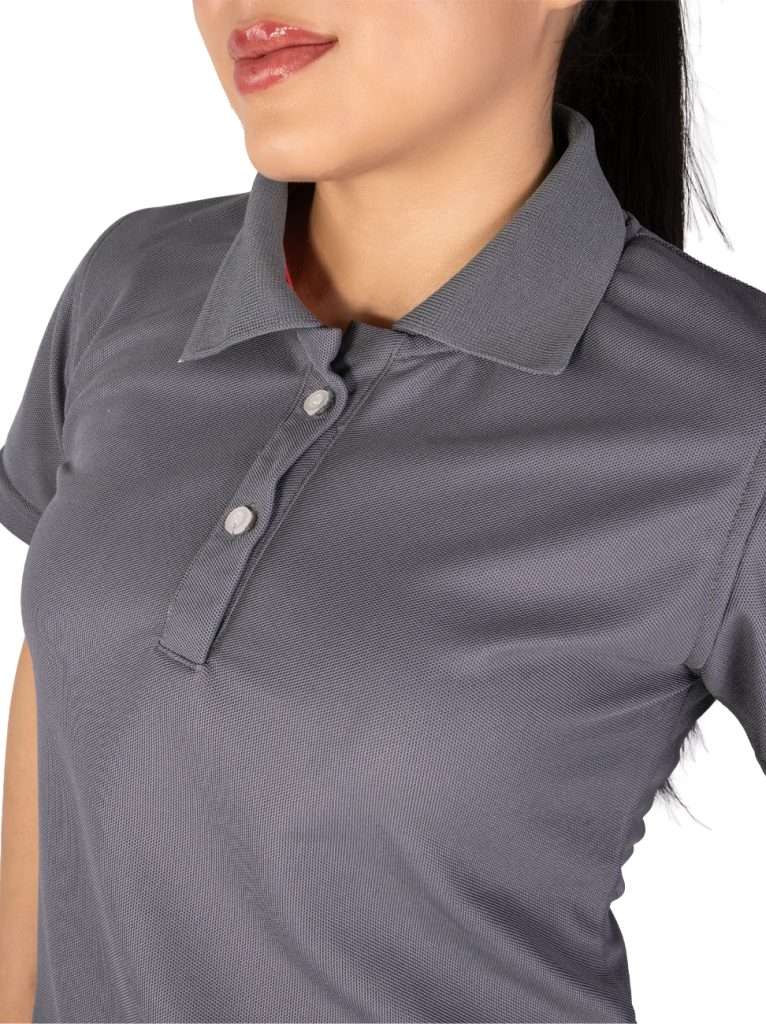 Playera color gris tipo polo dama - MDZ uniformes