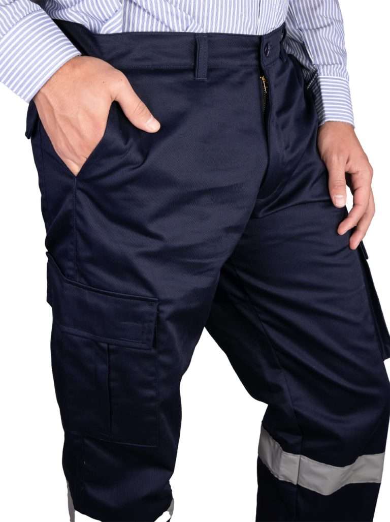 Pantalón azul marino tipo cargo con reflejante - MDZ uniformes