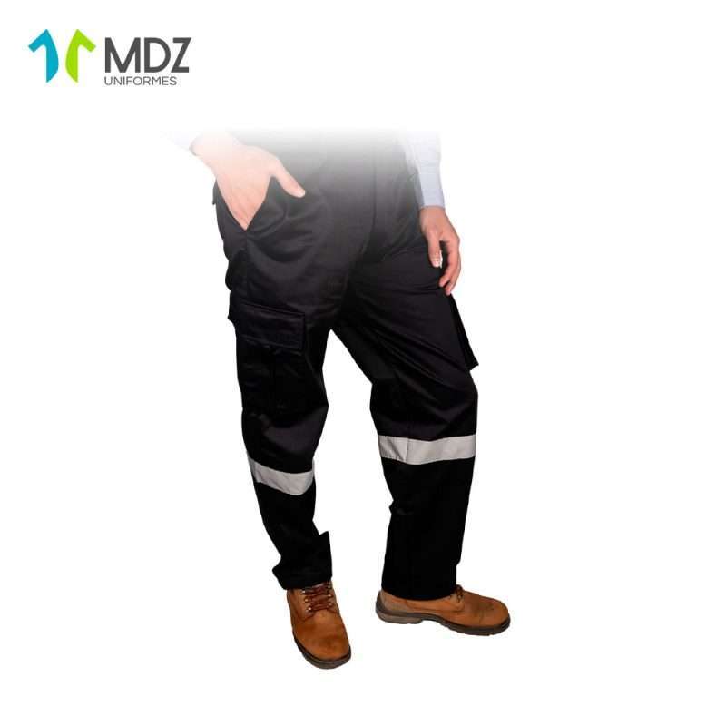Pantalón negro tipo cargo con reflejante - MDZ uniformes