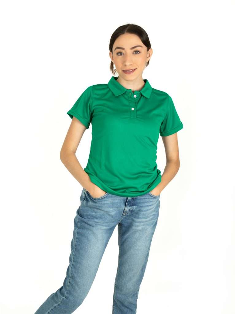 Playera color verde tipo polo dama dryfit - MDZ uniformes