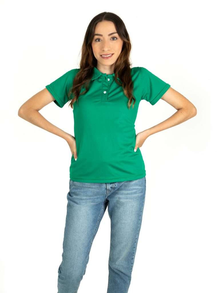 Playera color verde tipo polo dama dryfit - MDZ uniformes