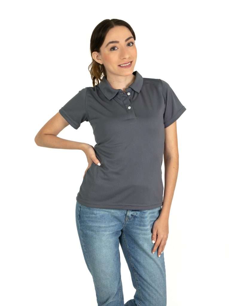 Playera color gris oscuro tipo polo dama dryfit - MDZ uniformes