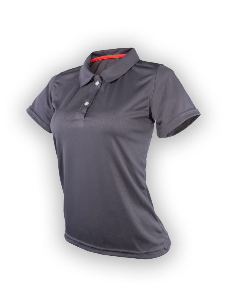 Playera color gris oscuro tipo polo dama dryfit - MDZ uniformes