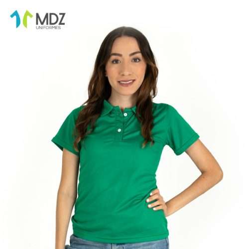 Playera color verde tipo polo dama dryfit - MDZ uniformes