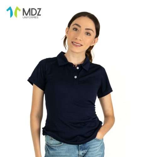 Playera color azul marino tipo polo dama dryfit - MDZ uniformes