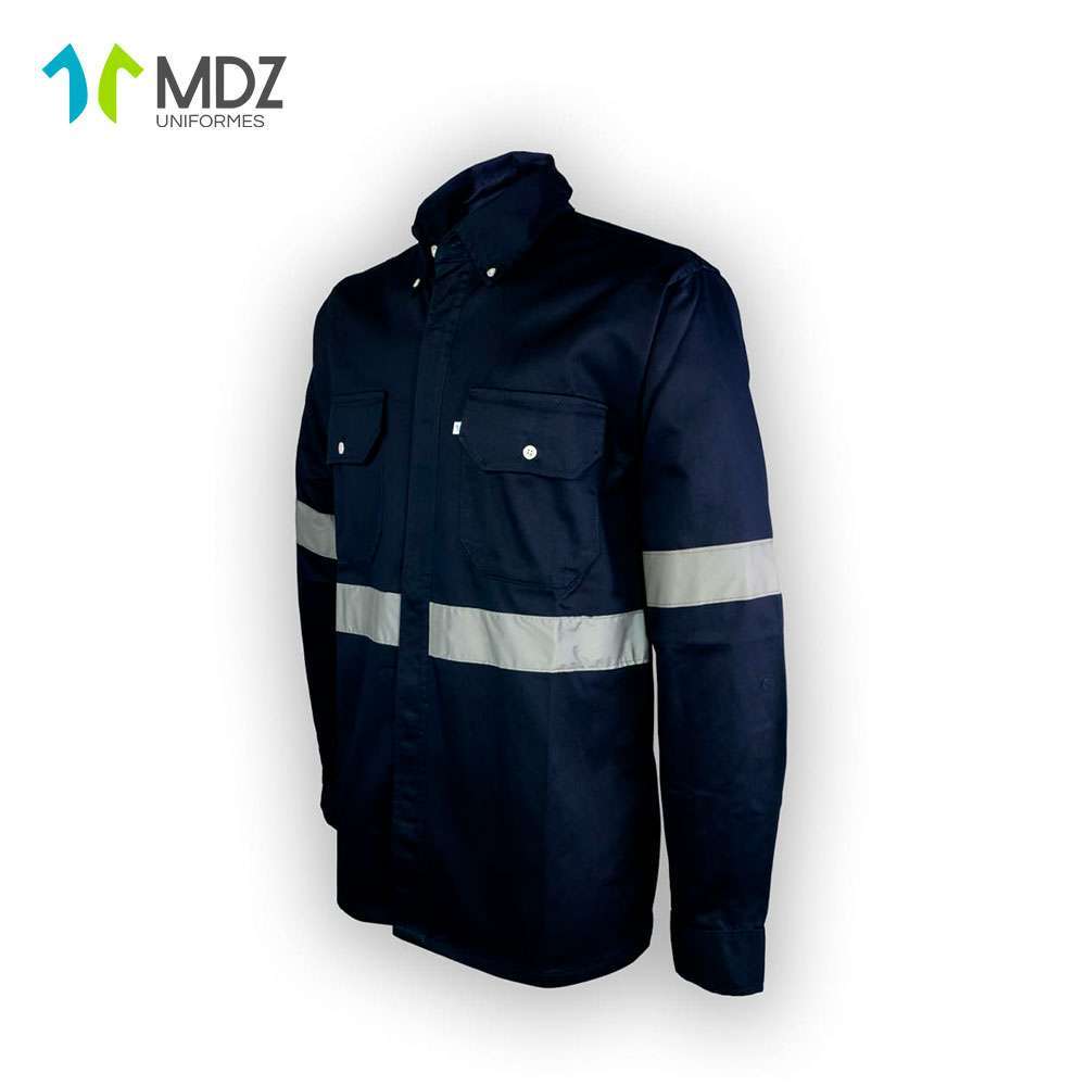 Camisola color azul marino con doble bolsa y reflejante - MDZ uniformes