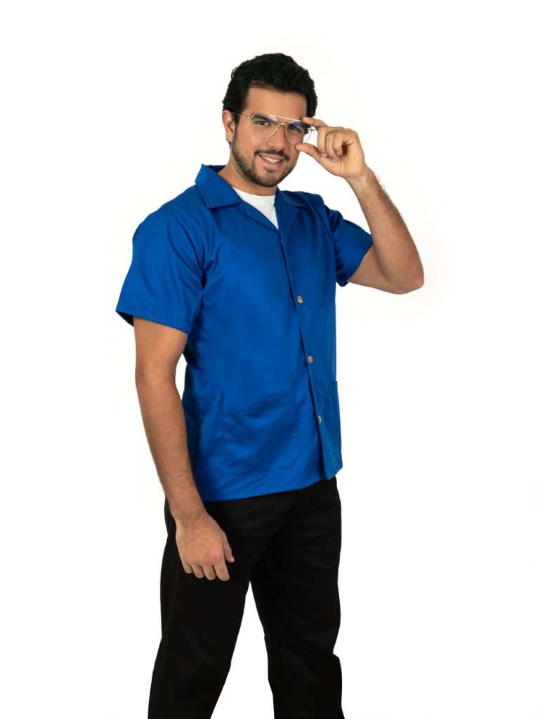 Bata industrial azul rey caballero - MDZ uniformes
