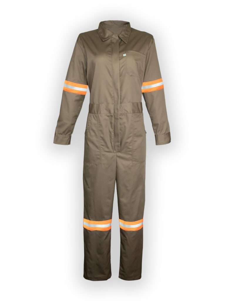 Overol kaki con reflejante dama - MDZ uniformes