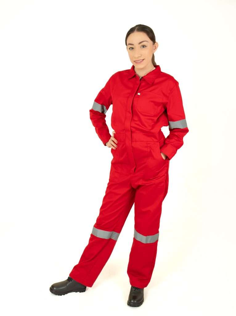 Overol rojo con reflejante dama - MDZ uniformes