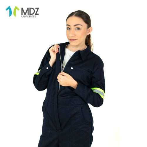 Overol azul marino con reflejante dama - MDZ uniformes