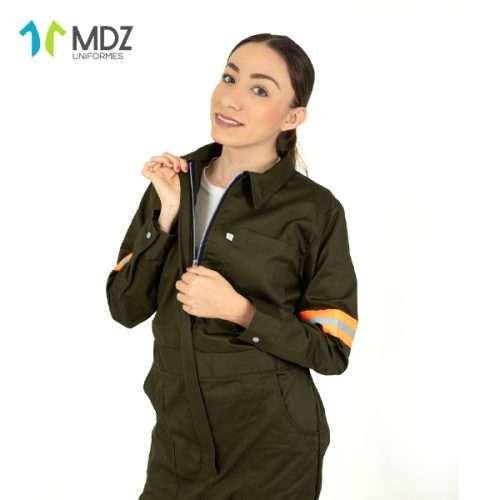 Overol verde olivo con reflejante dama - MDZ uniformes