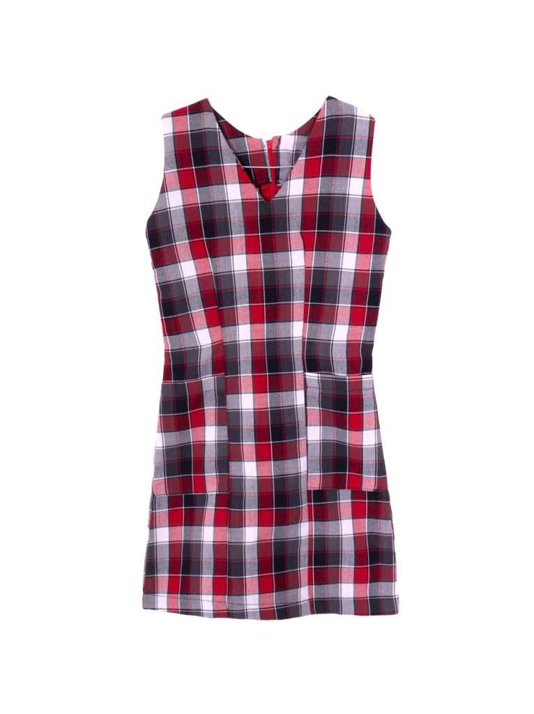 Jumper escolar niña tela cuadrada roja - MDZ uniformes