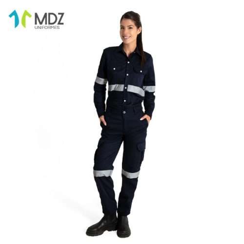 Pantalón azul marino tipo cargo con reflejante - MDZ uniformes