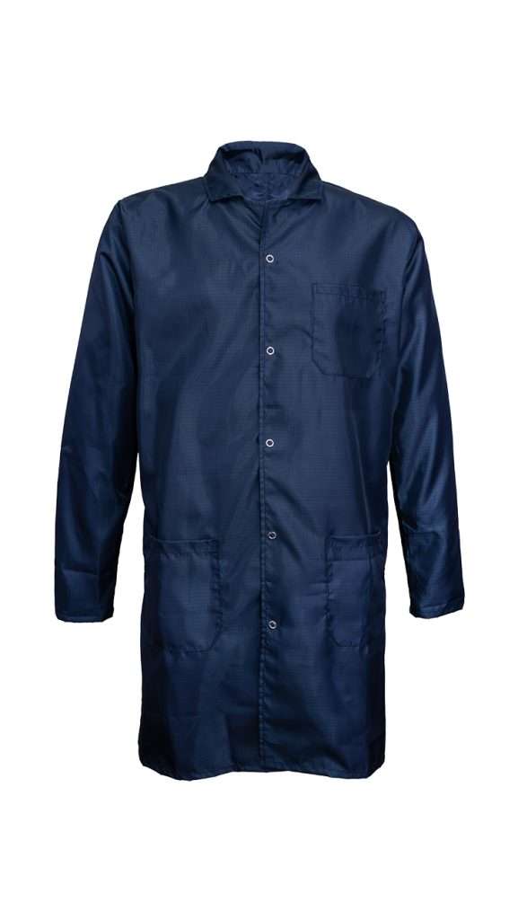 Bata antiestática azul marino a cuadros - Besto uniformes