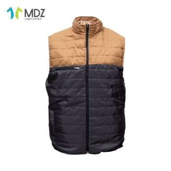 Chaleco capitonado combinado café - MDZ uniformes