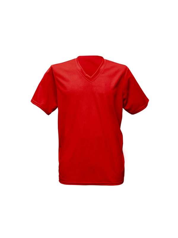Playera cuello V color roja caballero - Besto uniformes